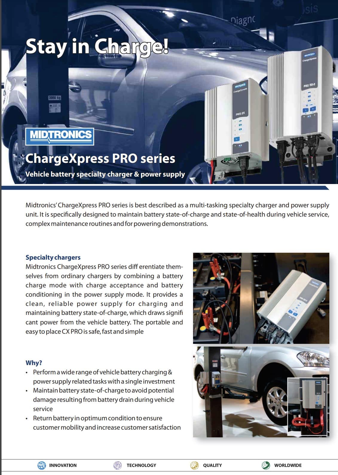 Midtronics CX Pro-50 Power Supply Charger for Flooded, AGM and Gel